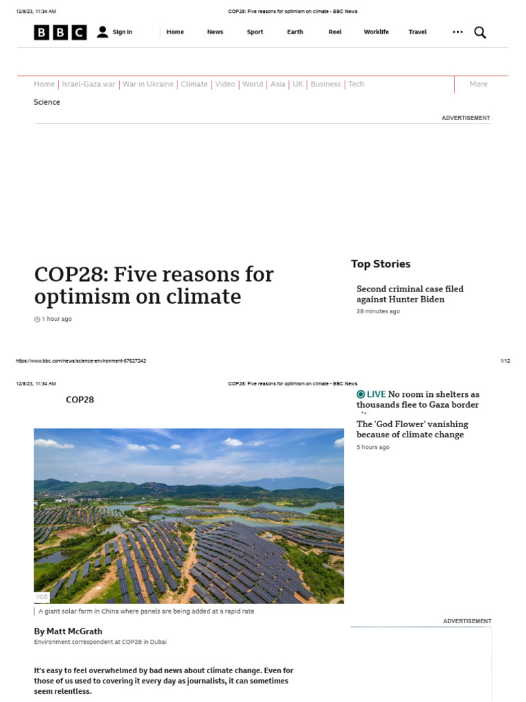 COP28 - Five Reasons For Optimism On Climate - BBC News | PDF