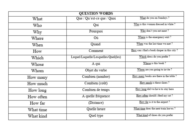 Question Words | PDF