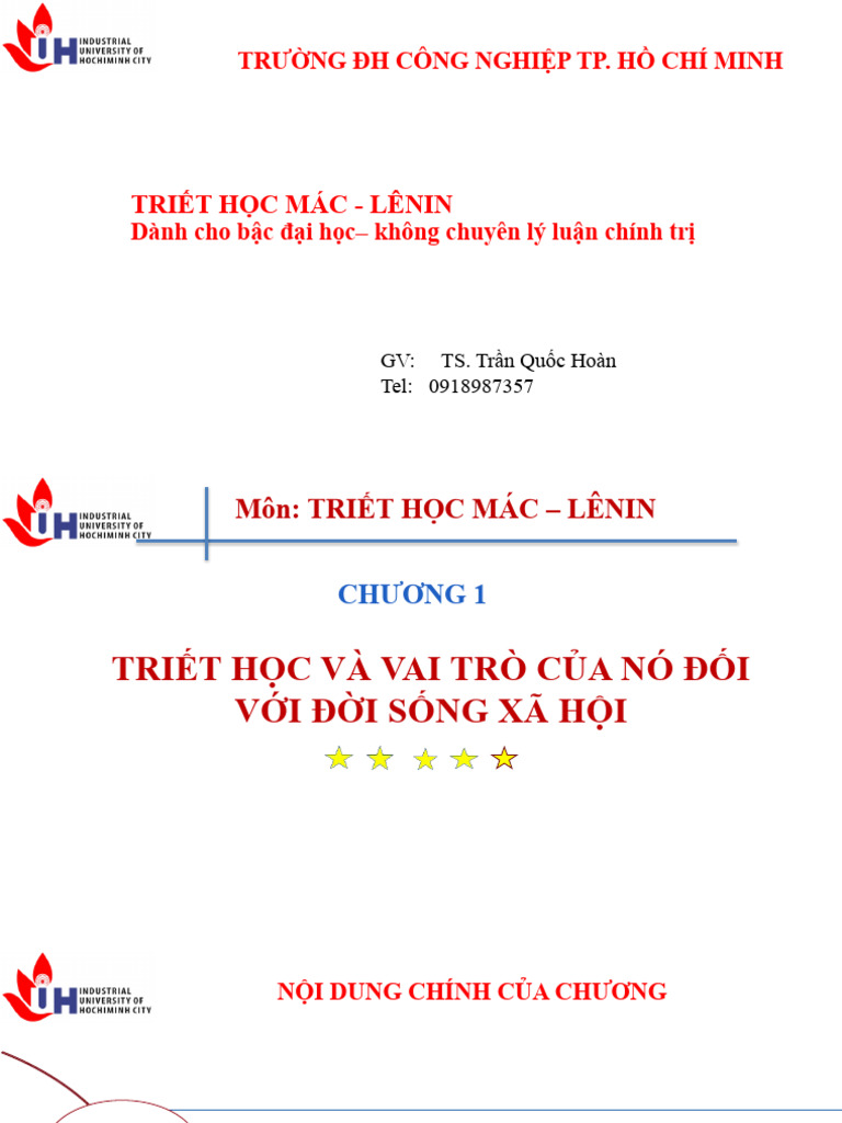 IUH - (Gui SV) Triết Học MLN - Chương 1 | PDF