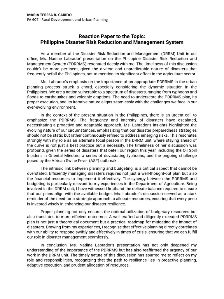Philippine Disaster Risk Management | PDF