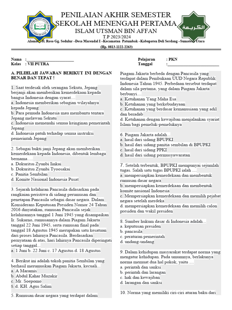 Pas - Ganjil - Ips Kelas Vii | PDF