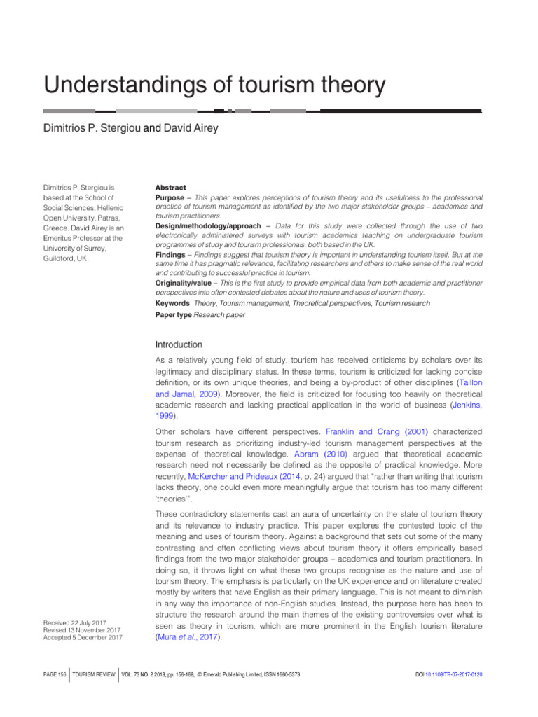 Tourism Theory | PDF