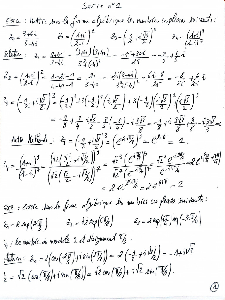 Serie 1 Algebre IA | PDF