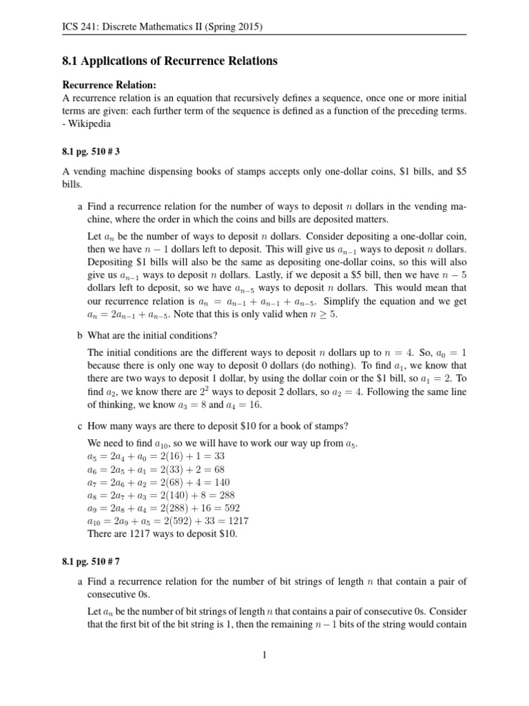 Discrete Math Recurrence Relations | PDF | Recurrence Relation ...
