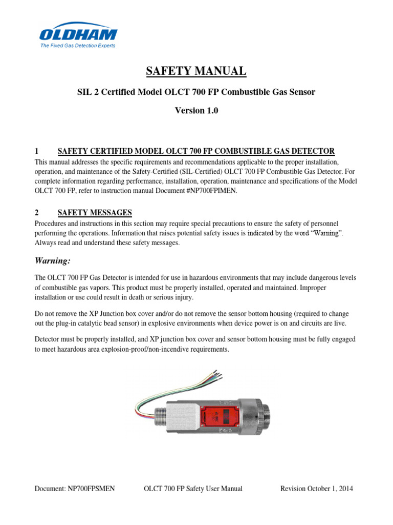 Safety Manual OLCT 700 FP - EN | PDF | Electronics | Computing