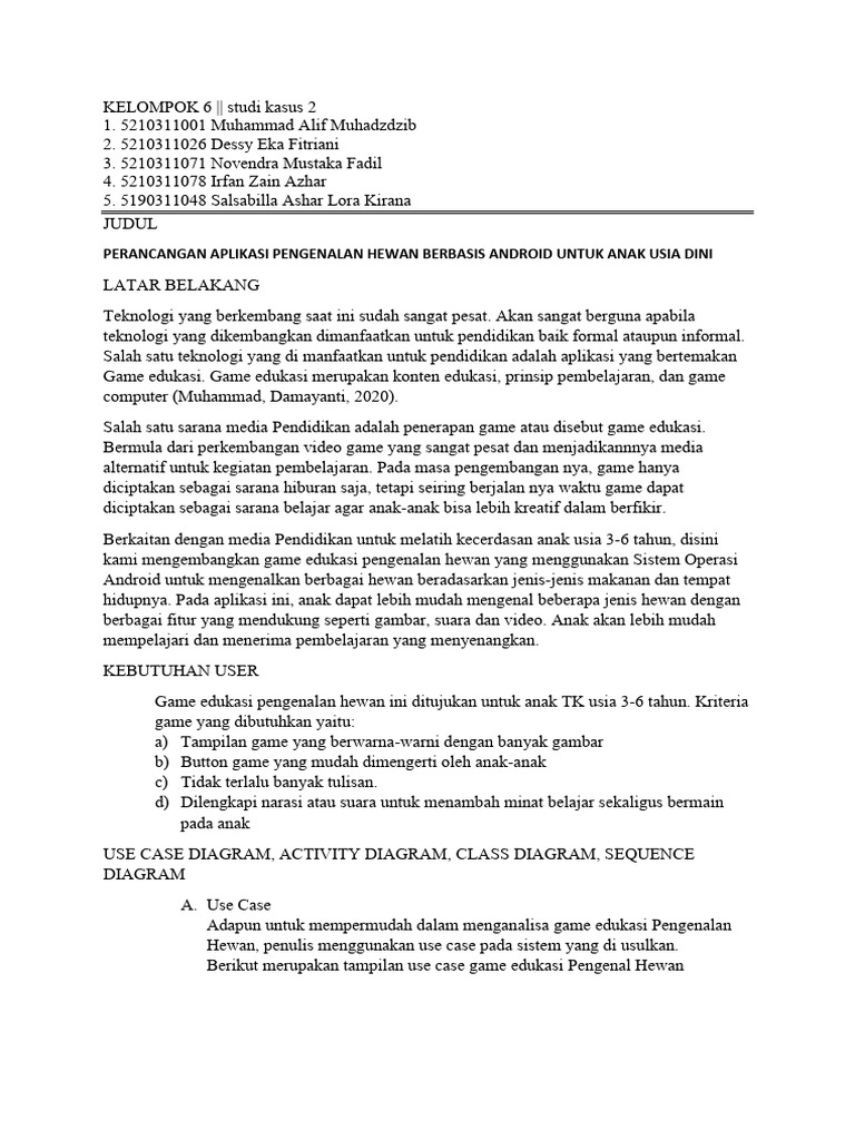 Dessy Eka Fitriani - Kelompok 6 - DAP - Rancangan Desain Kasus 2 | PDF | Komputer