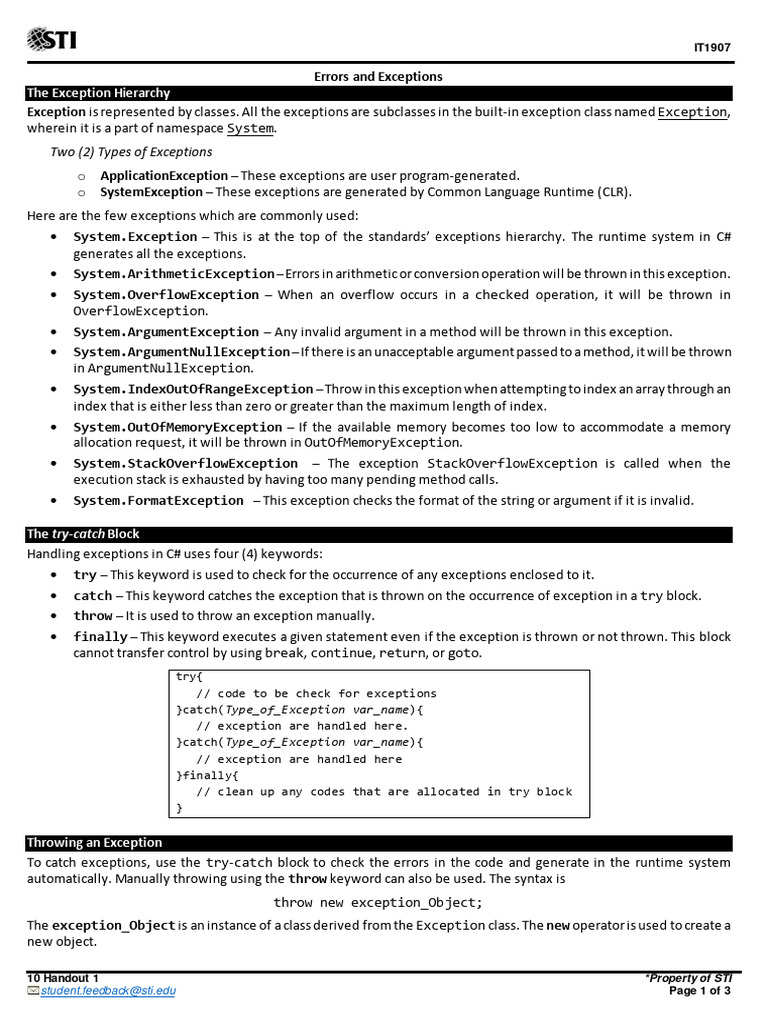 10 Handout 1 | PDF | C Sharp (Programming Language) | Software Development