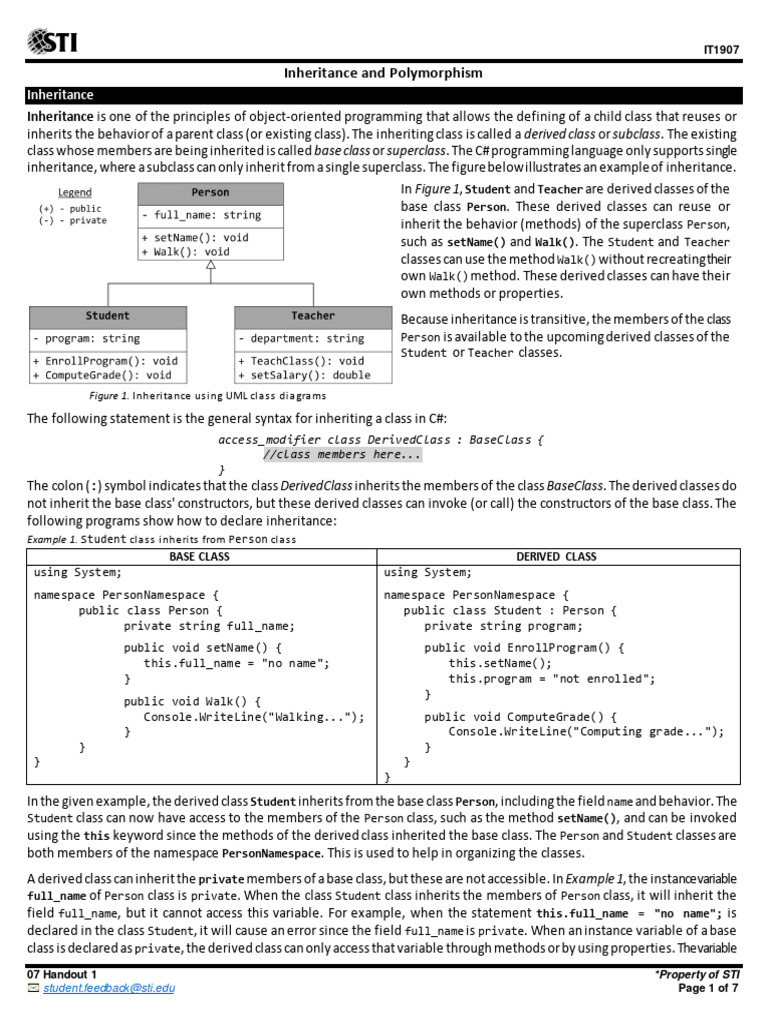 07 Inheritance and Polymorphism | PDF | Method (Computer Programming ... 07 Inheritance and Polymorphism | PDF | Method (Computer Programming ...