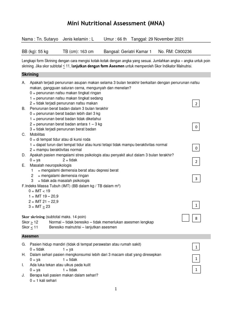Skrining Gizi Lansia dengan MNA | PDF