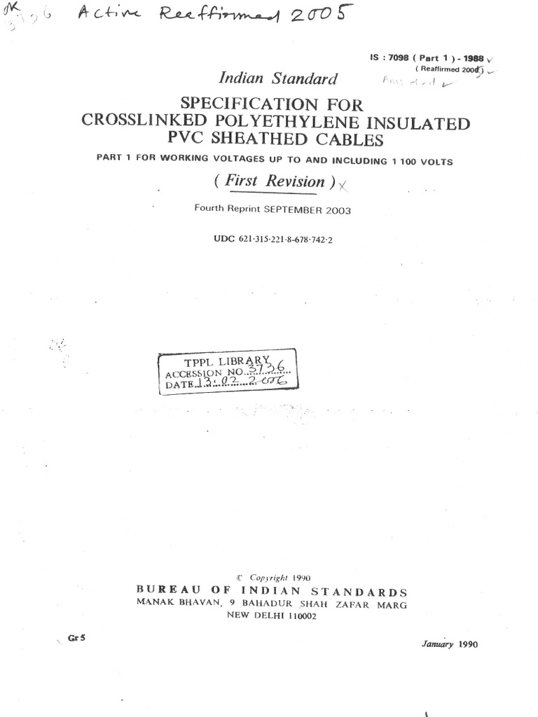 IS - 7098 - Part - 1 - 1988 - LATEST | PDF