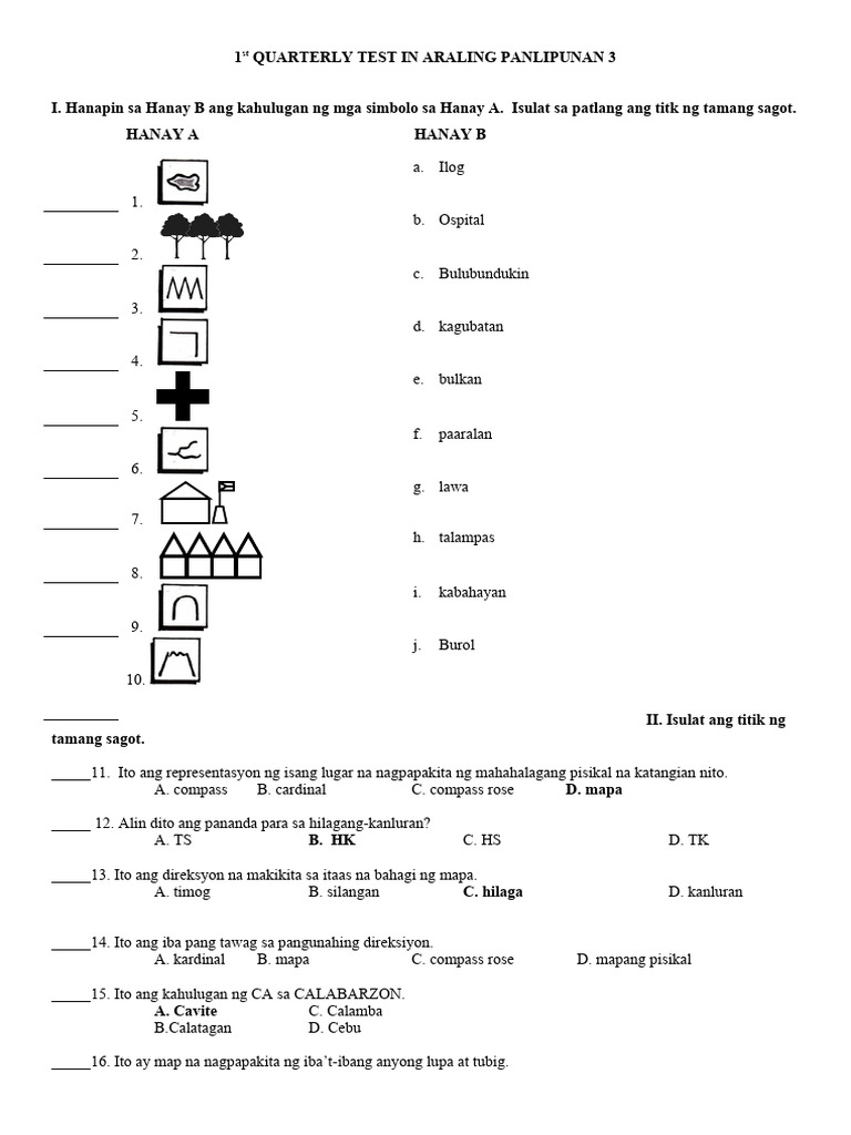 1st QUARTERLY TEST IN AP 3 | PDF