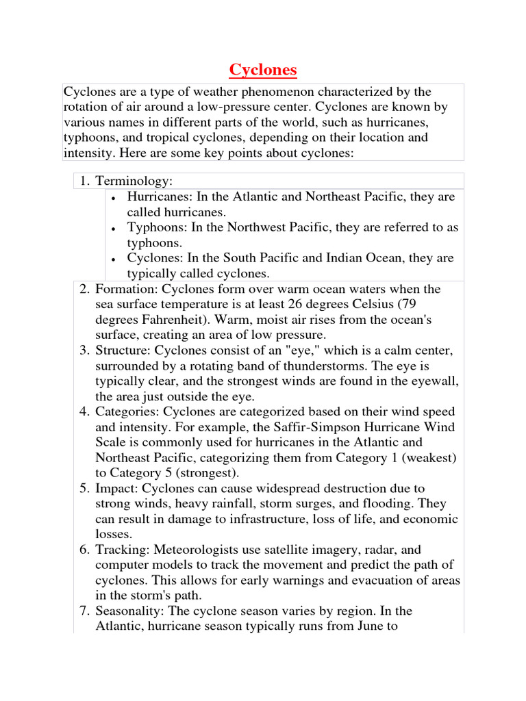 Cyclones | PDF | Tropical Cyclones | Eye (Cyclone)