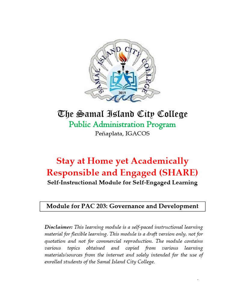 Module For Governance and Development 1 | PDF | Governance | Free Market