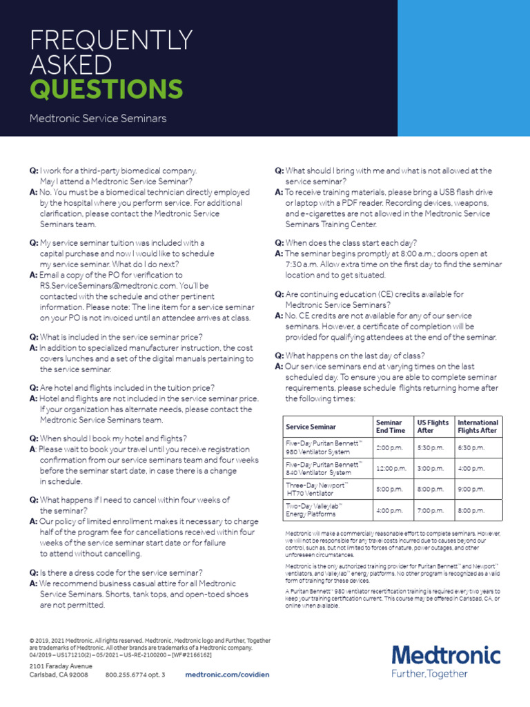 Service Seminars Faq Information Sheet | PDF