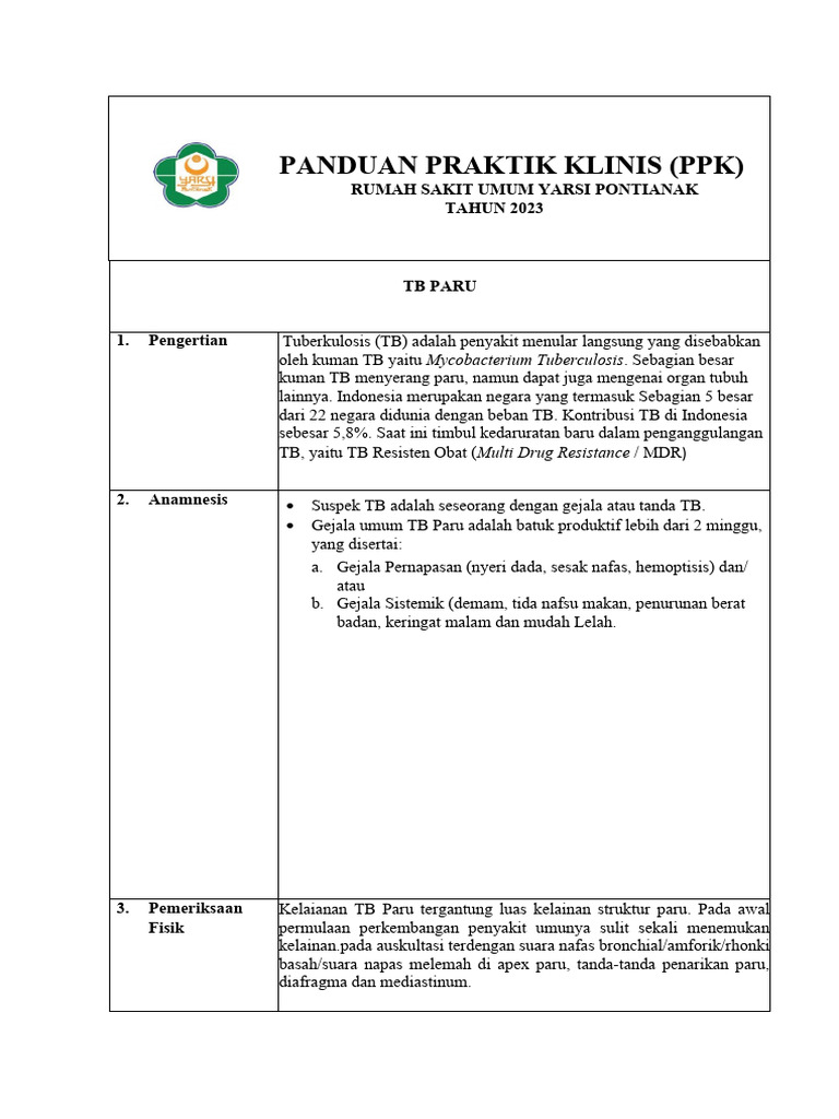 PPK TB Paru | PDF