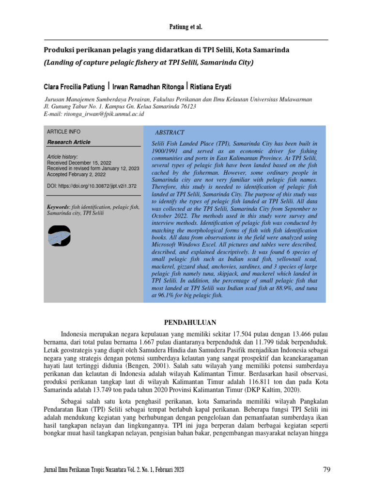 Jurnal Ikan Pelagis Kalimantan | PDF | Fish | Fish And Humans