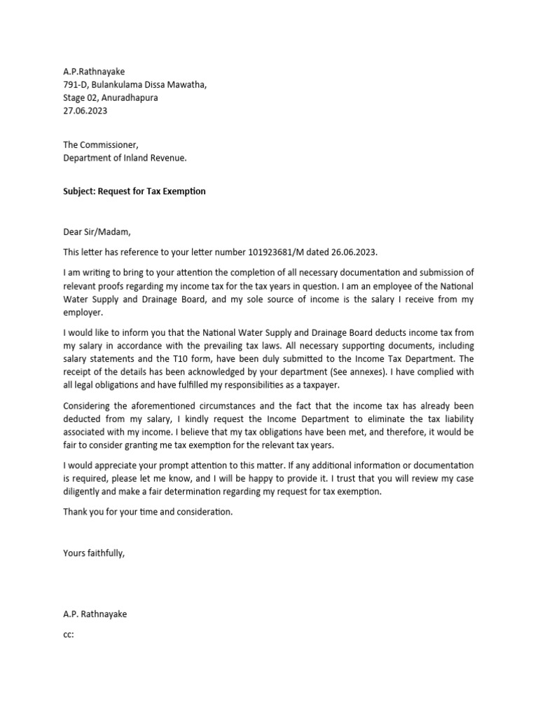 Income Tax Letter | PDF