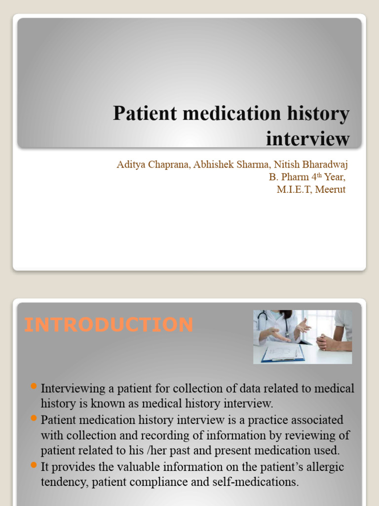Patient Medication History Interview Guide | PDF