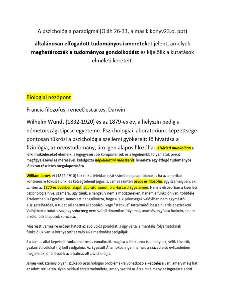 3.A Pszichológia Paradigmái | PDF