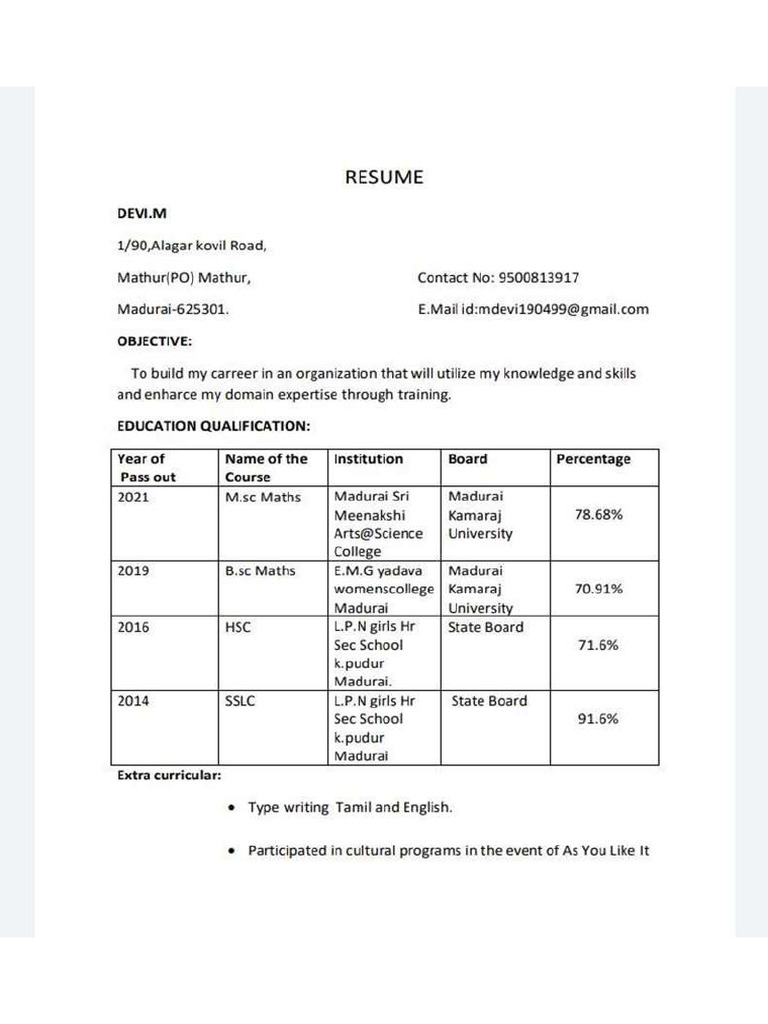 Devi Resume | PDF