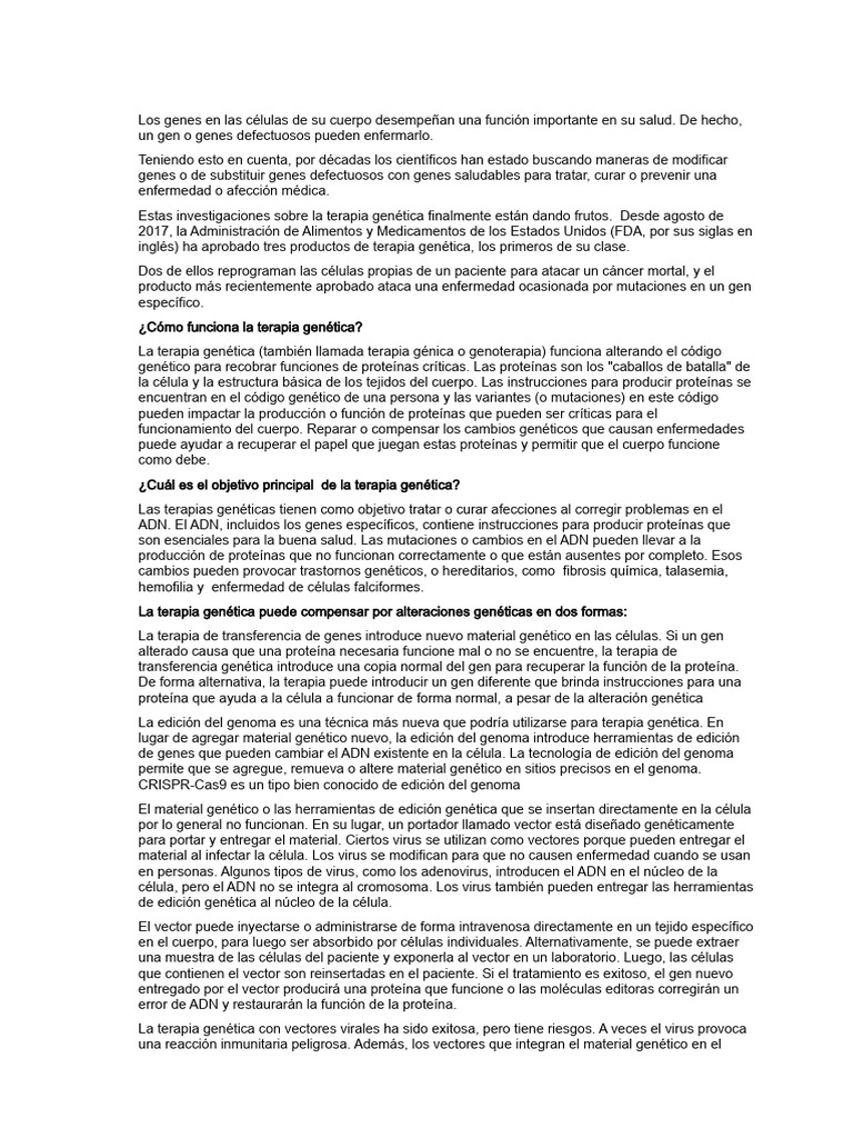 Como Introducir Nuevos Genes | PDF | Terapia de genes | Gene