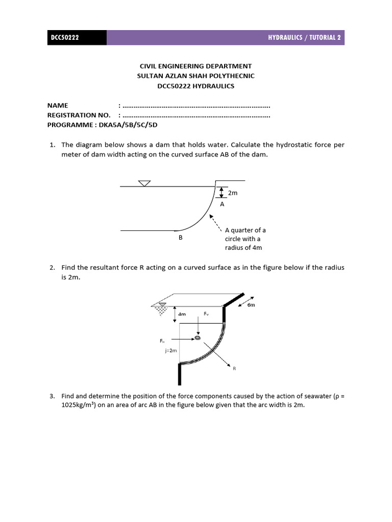 TUTORIAL 2 | PDF | Dam | Pressure