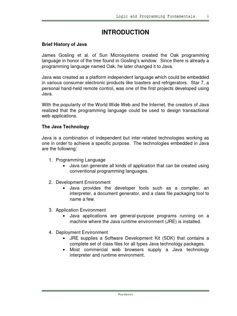 4 Java Workbook Contents | PDF | Java (Programming Language) | Data Type