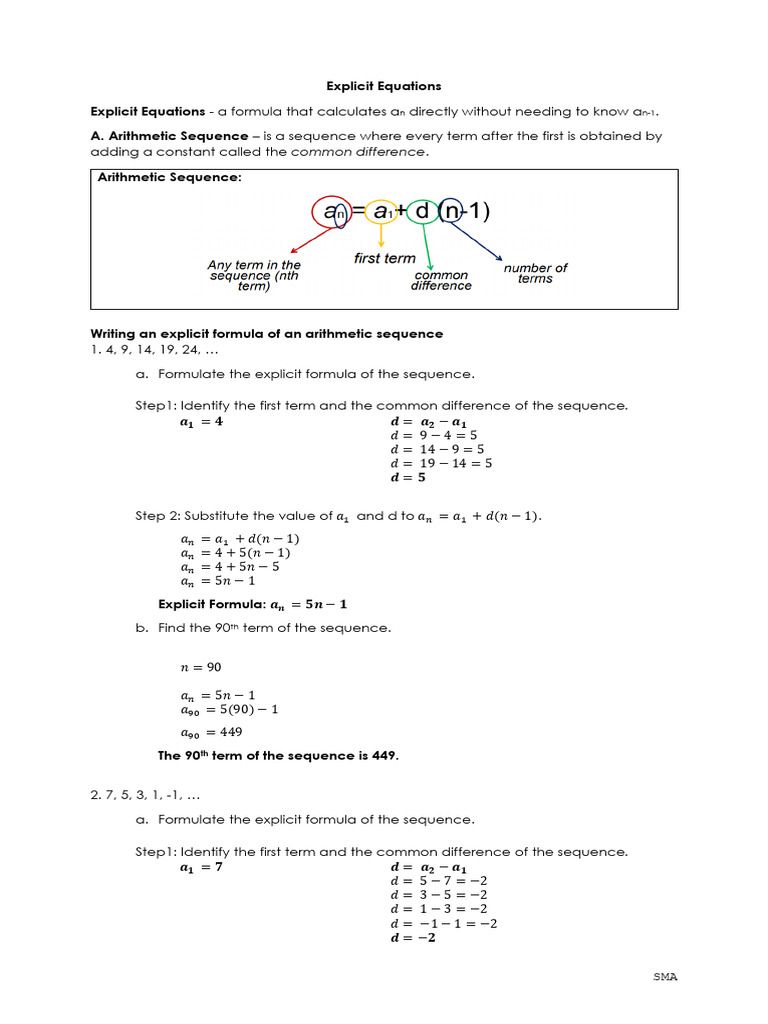 Sequences and Explicit Equations | PDF | Computers