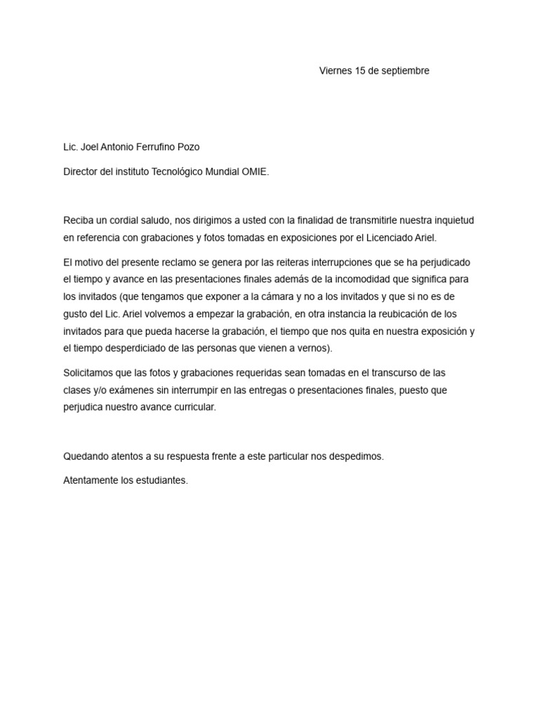 Carta Mas Firmas | PDF