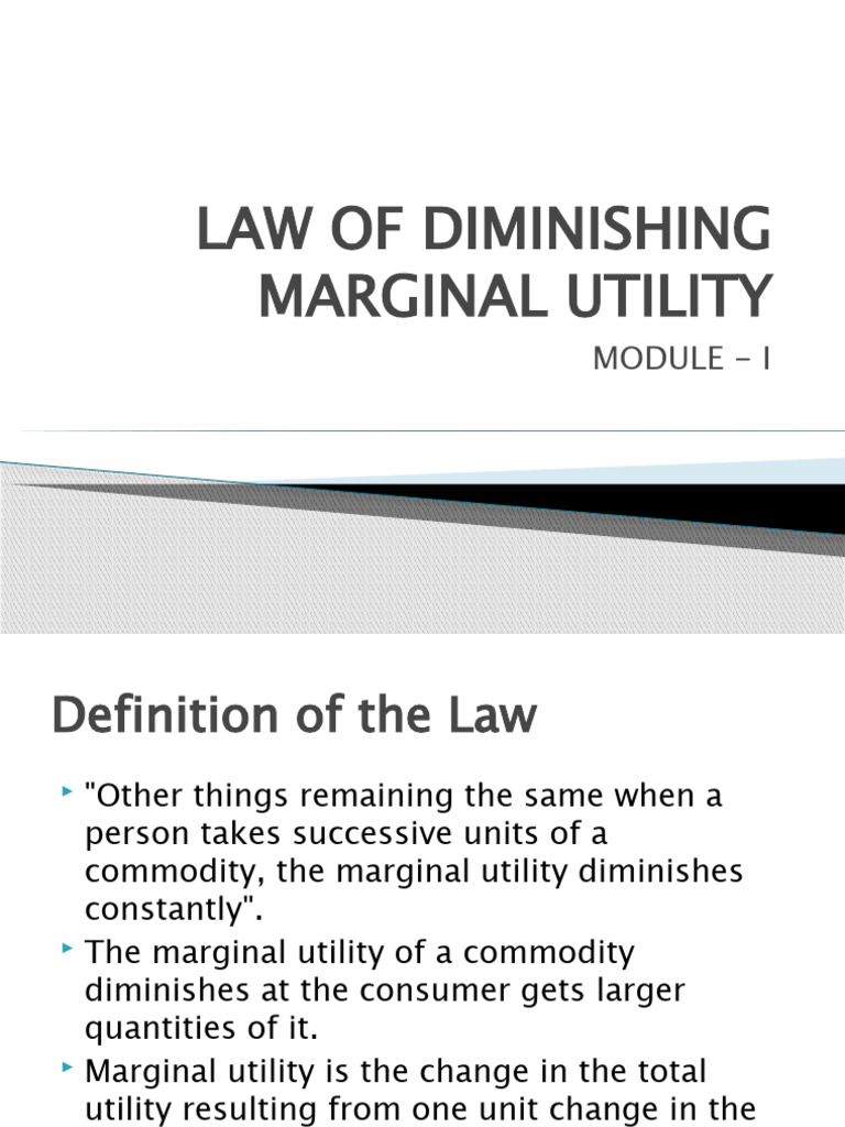 Law of Diminishing Marginal Utility | PDF