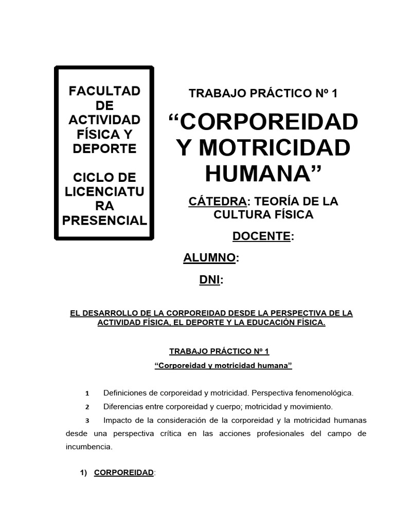 Corporeidad y Motricidad Humana en Educación | PDF | Relaciones ...