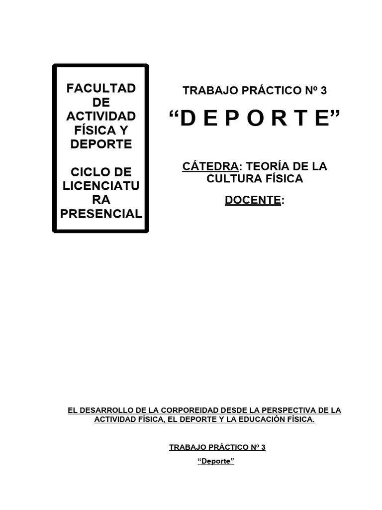 TRABAJO PRACTICO #3 - Deporte | PDF | Deportes | Física