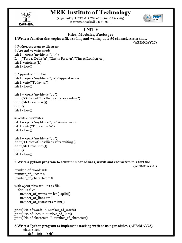 Pspp Part B Unit5 Pdf Computer File Parameter Computer Programming 1189