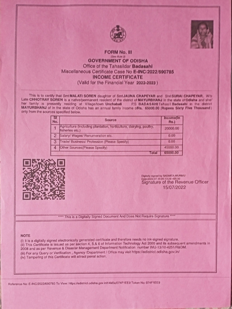 Income Certificate Format | PDF