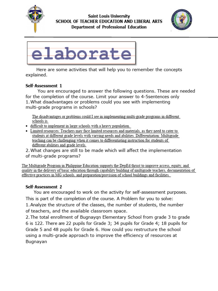 Beed 315 Module 1. Let's Elaborate | PDF