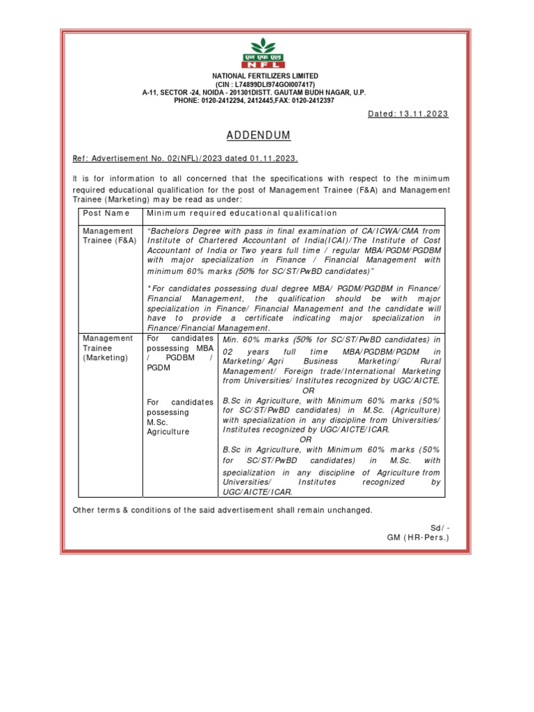 Addendum | PDF | Business