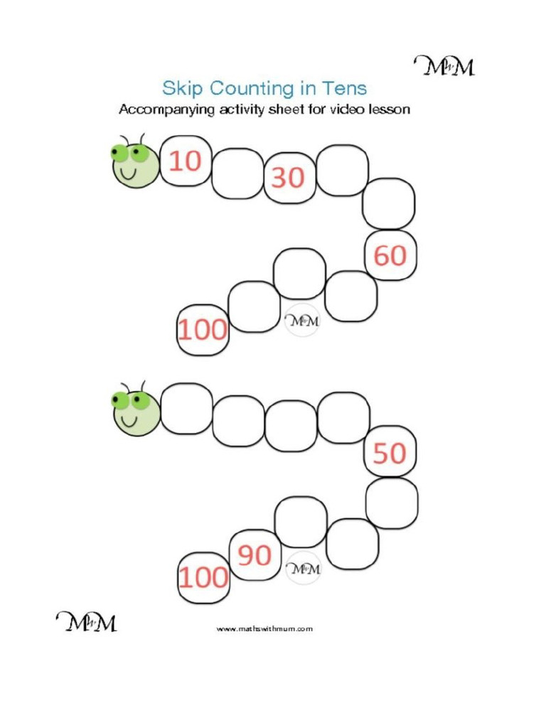 Skip Counting by Maths With Mum Worksheets Aas in Tens PDF Math | PDF