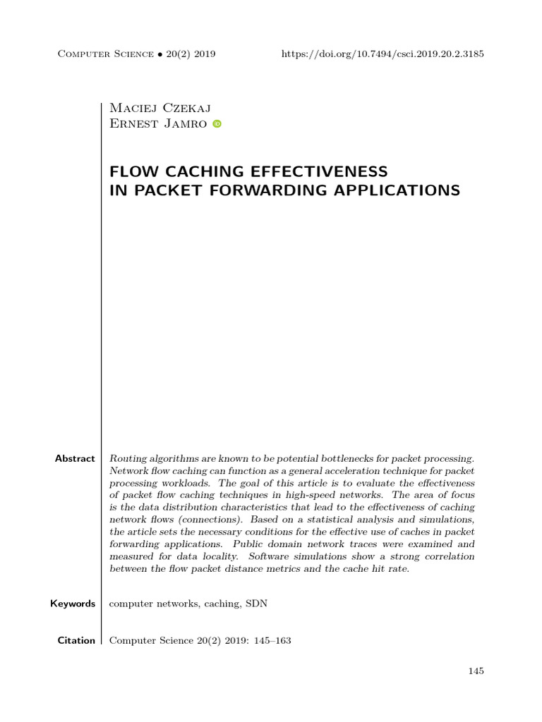 Flow Caching Effectiveness in Packet Forwarding Applications | PDF | Internet Protocol Suite ...