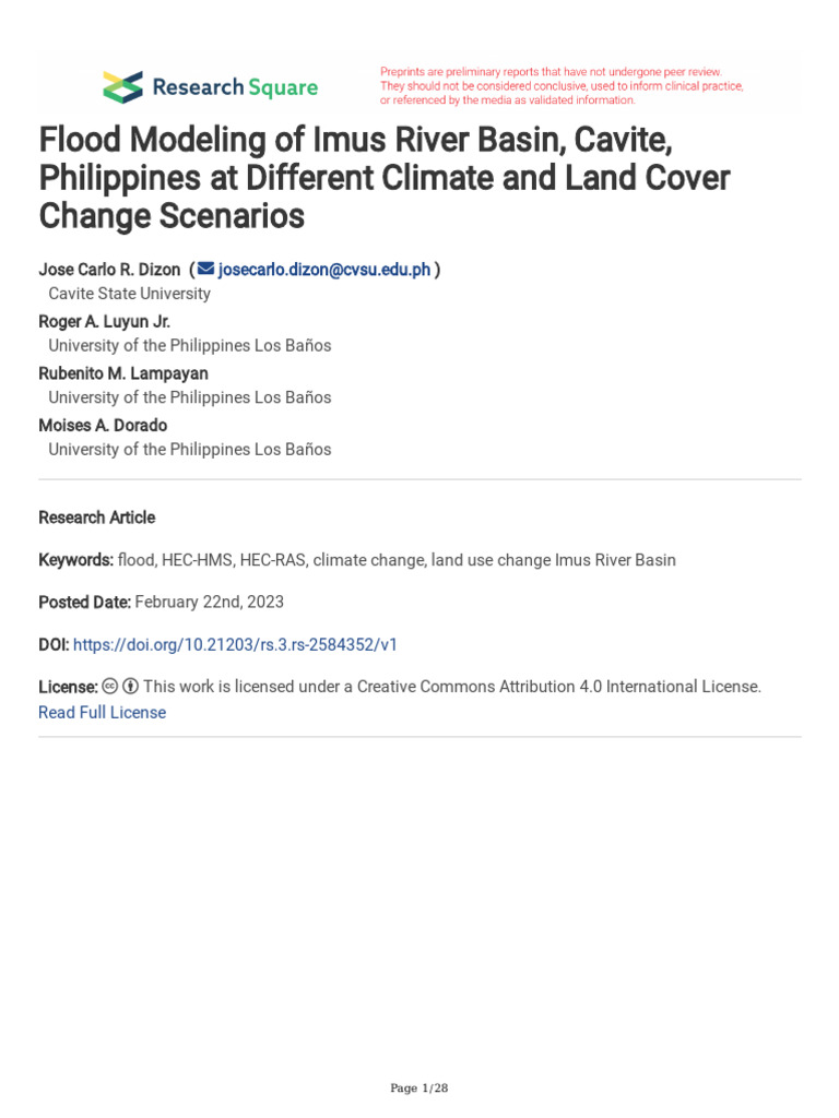 Imus River Flood Model | PDF