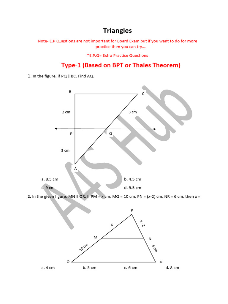 Triangles EQn Revision Tracker STD Standard | PDF