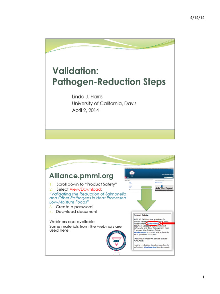 Validation - Pathogen - Reduction Steps | PDF | Dried Fruit | Salmonella Validation - Pathogen - Reduction Steps | PDF | Dried Fruit | Salmonella