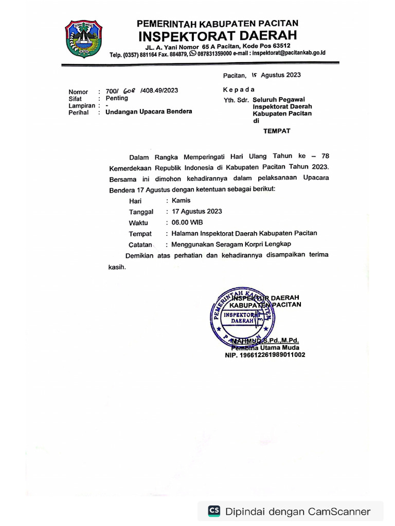 Undangan Upacara 17 Agt | PDF Undangan Upacara 17 Agt | PDF