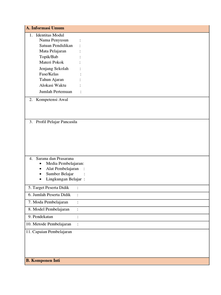 Contoh Format Modul Ajar | PDF