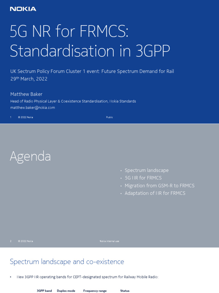5G NR For FRMCS SPF Matthew Baker 2022 03 29 | PDF | Duplex ...