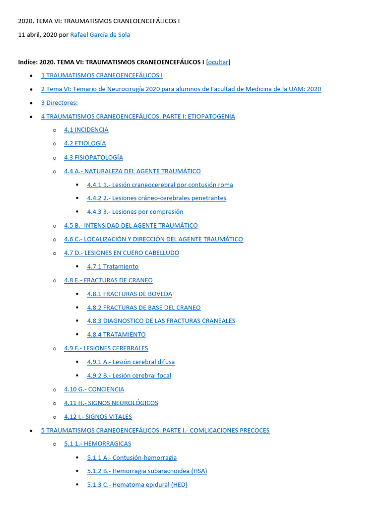 Traumatismos Craneoencefálicos UAM | PDF | Lesión cerebral traumática | Lesión