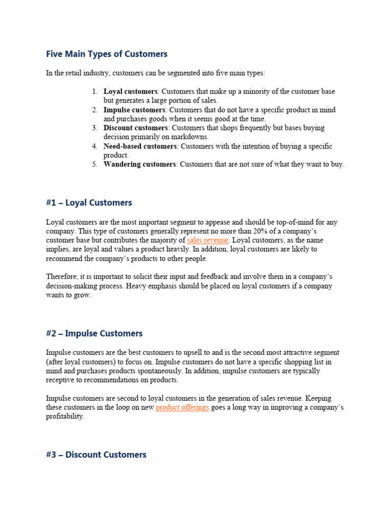 Five Main Types of Customers | PDF | Customer | Retail