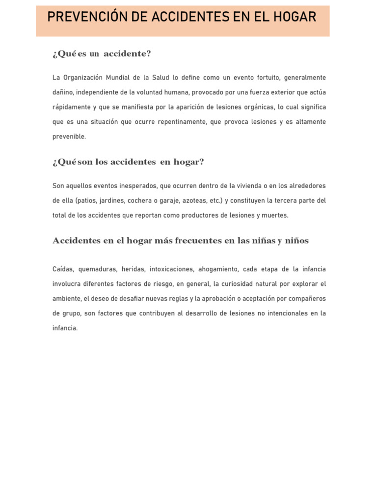 Prevención de Accidentes en el Hogar | PDF | Quemar | Cocina