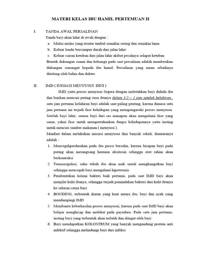 Materi Kls Bumil Pertemuan II | PDF | Pengembangan Diri | Kesehatan Holistik