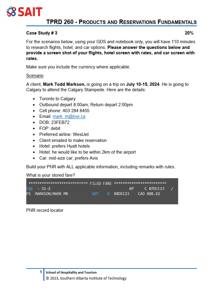 TPRD 260 Case Study 3 Complete PNR Fa23 SM | PDF