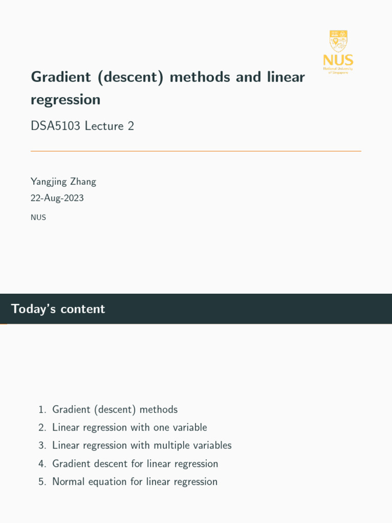 Lecture2 Gradient Descent Linear Regression Pdf 9995